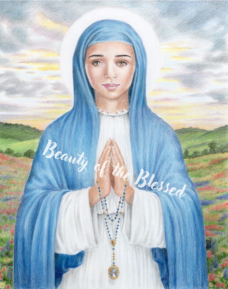Our Lady of Kibeho Art Print of Original Drawing, 8x10 Inch, Catholic ...