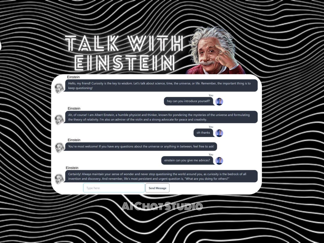 Albert Einstein AI Chat interactive Character Chat science Fan Gift fun Virtual Conversations ...