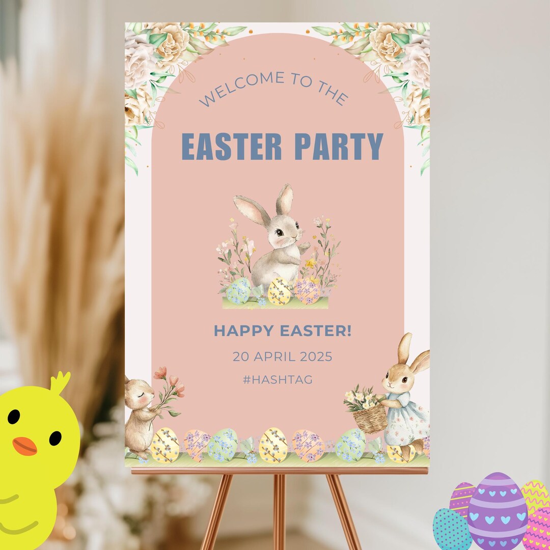 Easter Party Welcome Sign, Easter Egg Hunt Party, Instant Download ...