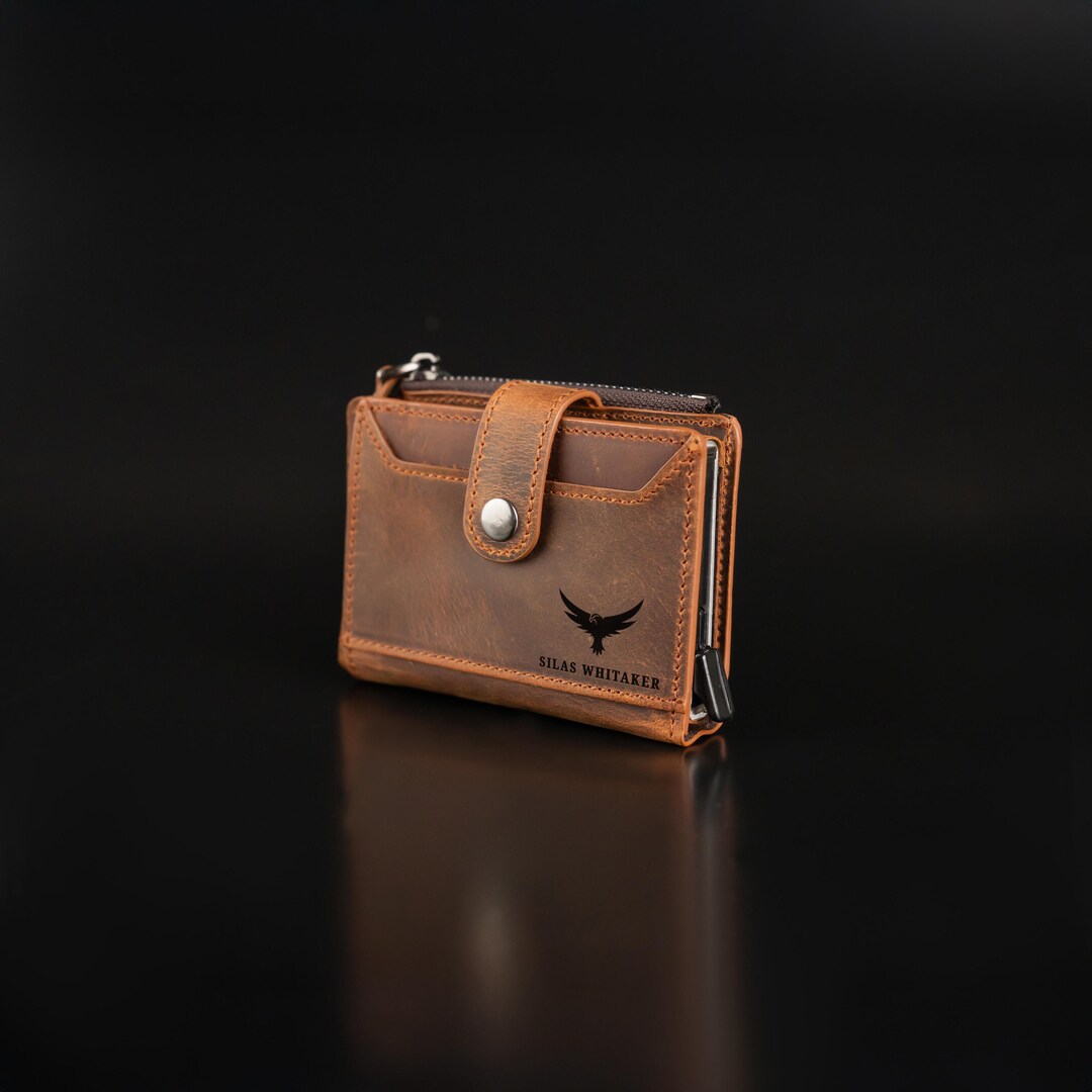 Pop up Card Ejector Leather Wallet – RFID Blocking Full Grain Men's ...