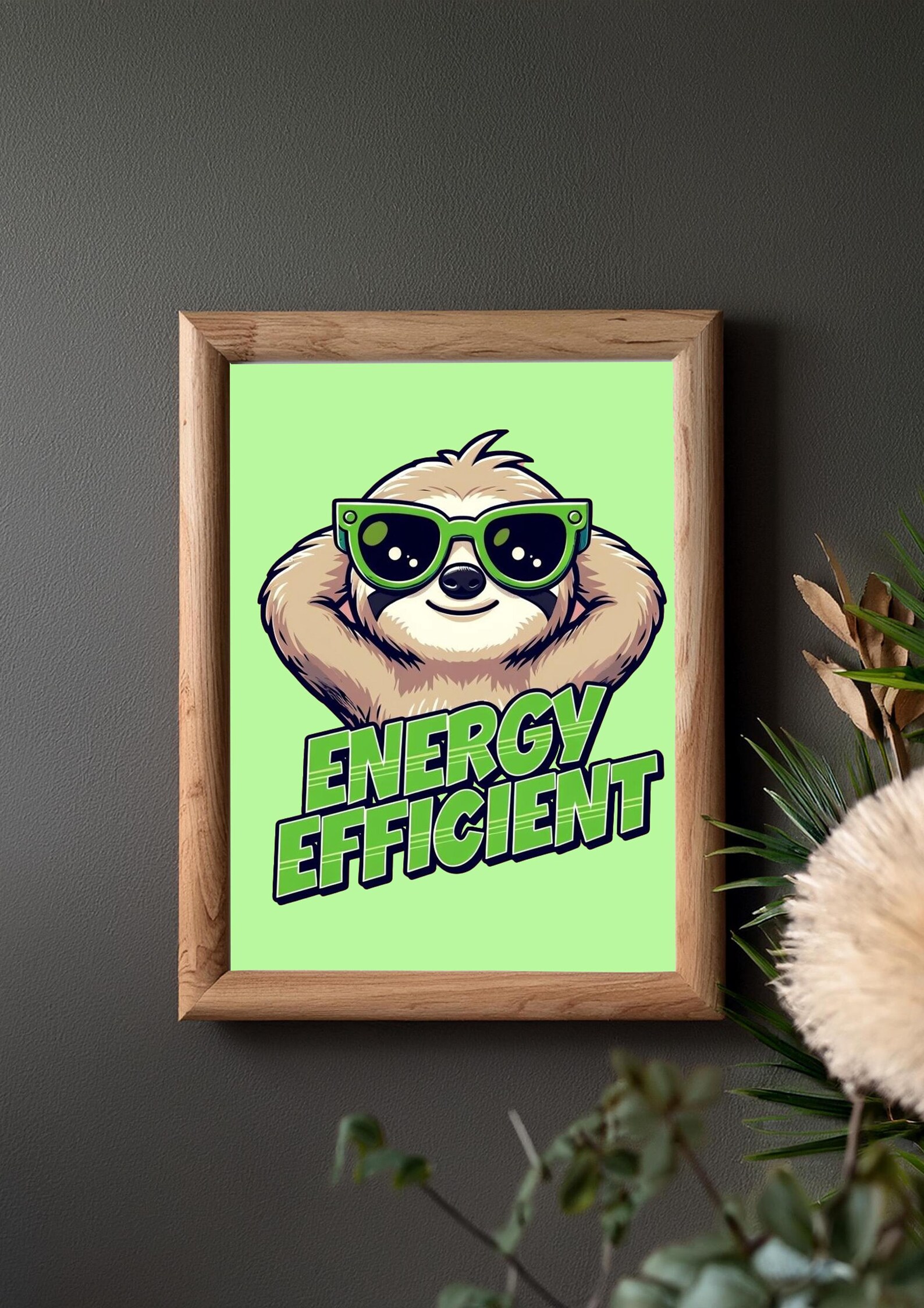 Cool Sloth in Green Shades Animal Art Print | Unique Energy-efficient ...
