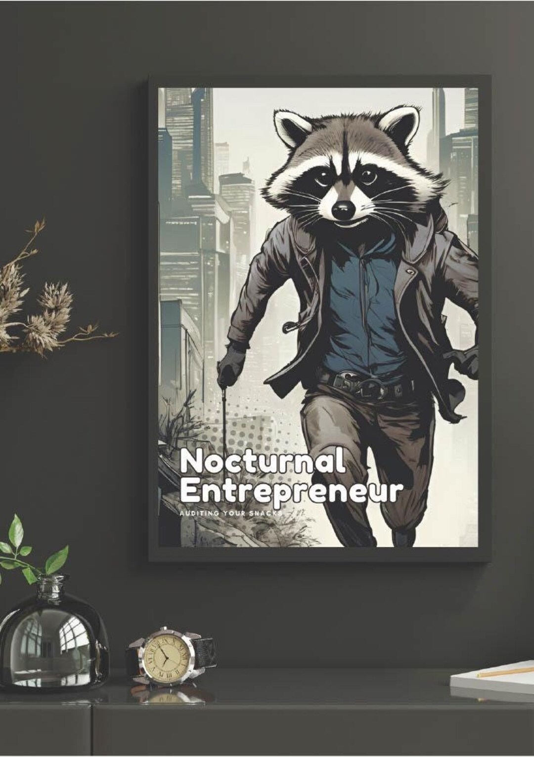 Racoon Art Print | Cartoon Racoon Poster | Funny Animal Illustration ...