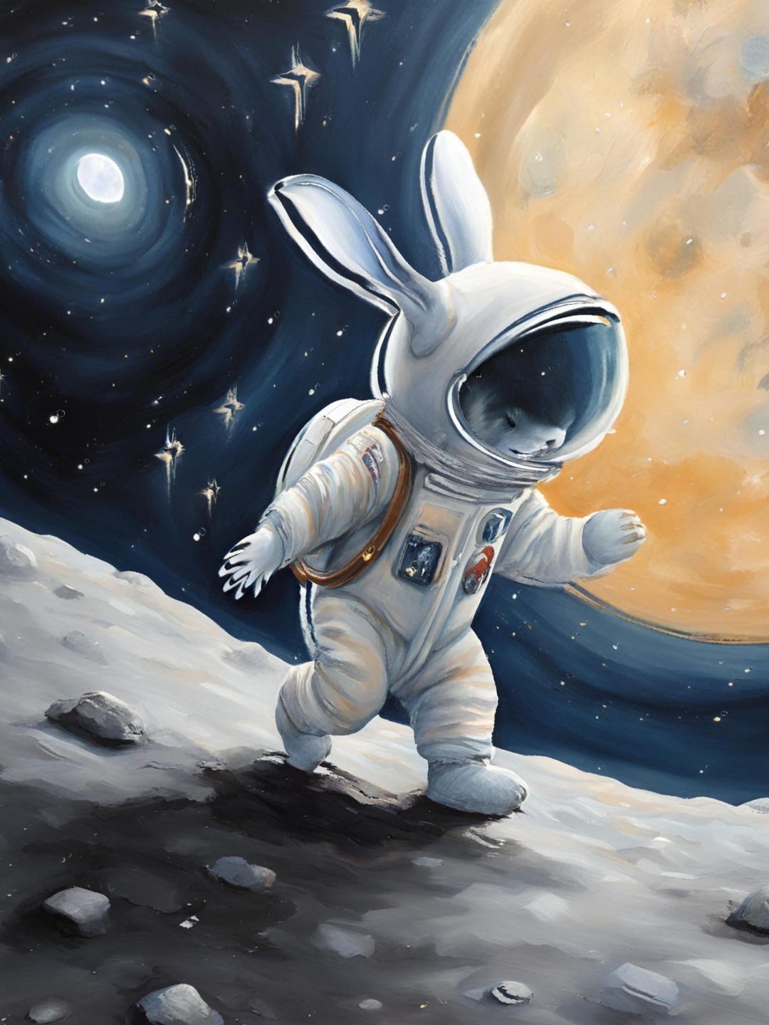 Poster of Rabbit in Space Suit, Whimsical Space Travel Artwork for Kids' Room Decor, Unique Gift ...