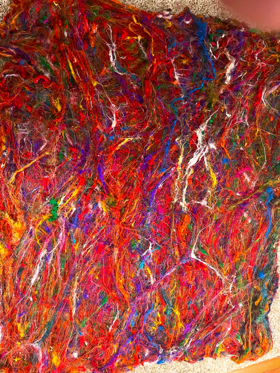 GORGEOUS Giant 61" X 58" Sari Silk Lap Sheet Batt BOHO Unique SUPERFAST ...