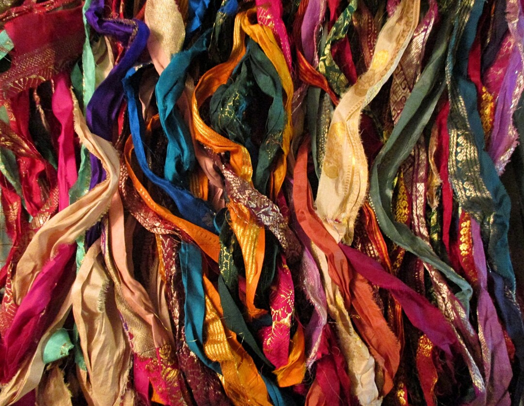 Gorgeous Brocade Persian Bazaar Recycled Sari Silk Ribbon 5 - 10 Yards ...