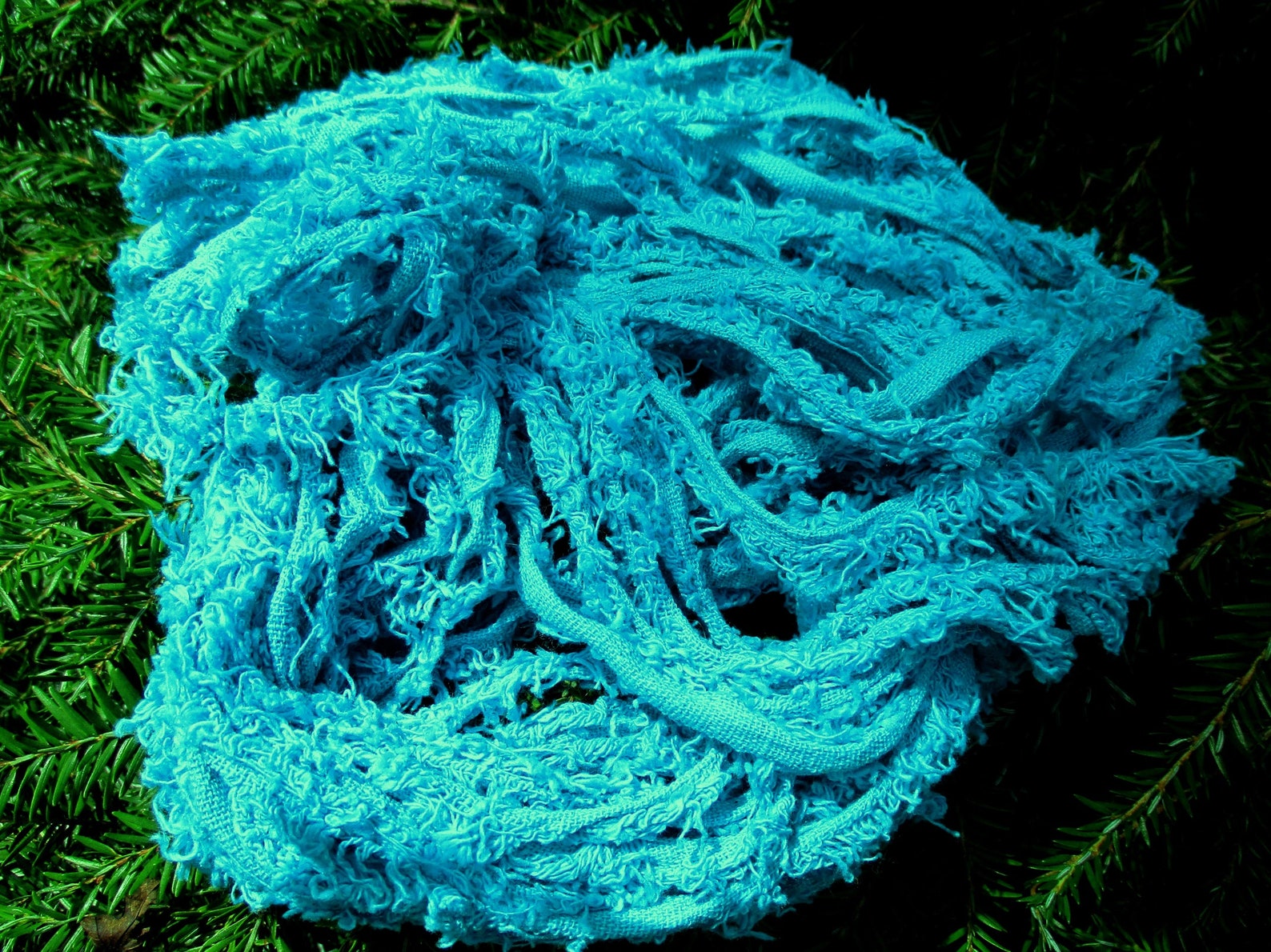 Turquoise Fuzzy Cotton Novelty Bulky Yarn Thick 'n Thin 30 | Etsy