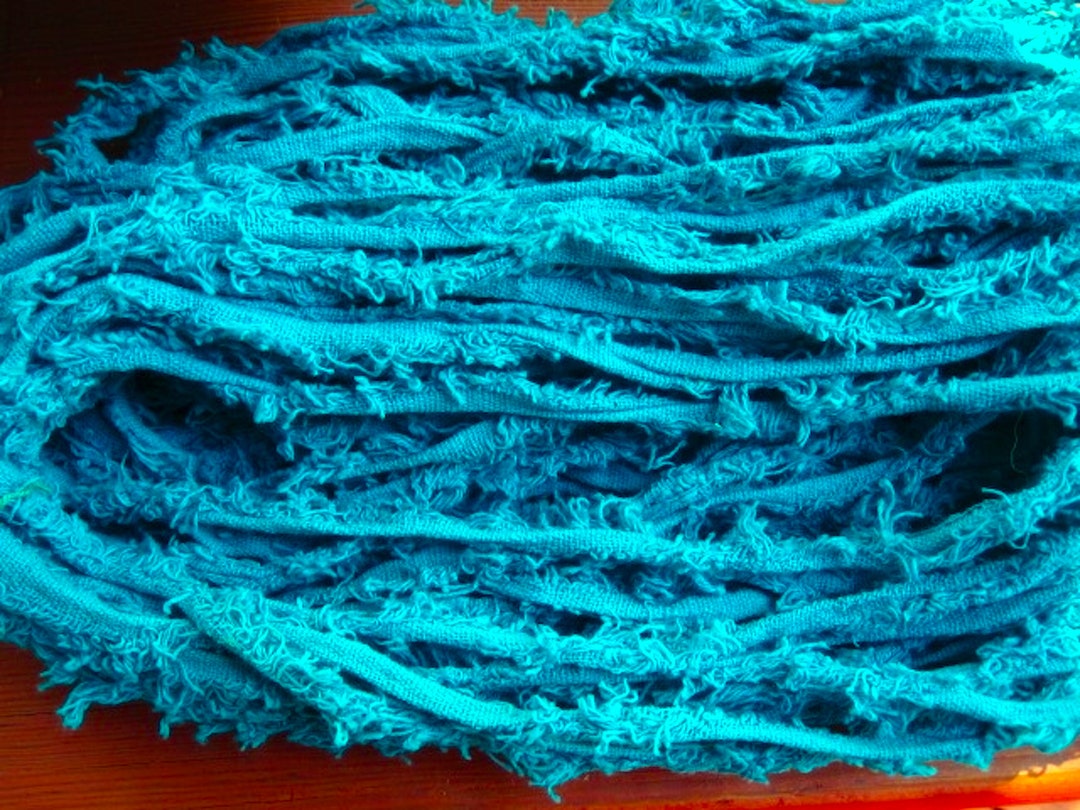Tealquoise Fuzzy Eyelash 100% Cotton Bulky Yarn Thick 'n Thin 30 Yard ...