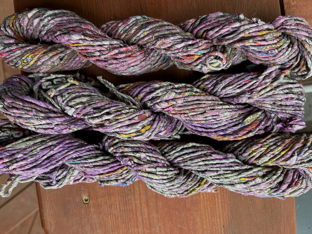 Handspun Newspaper Yarn Lavender Lilac Multiple Uses 18 - 22 Yards ...