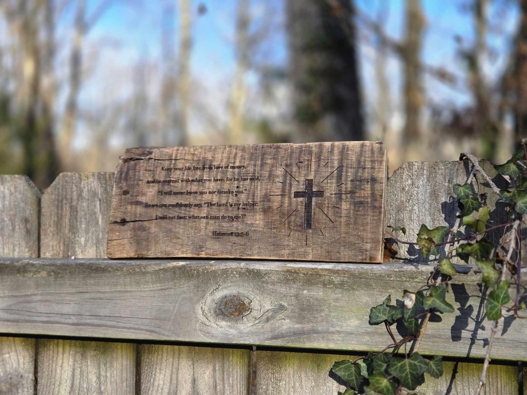 Handmade Wooden Sign - Hebrews 13:5-6 Bible Verse (13"x5") - Etsy