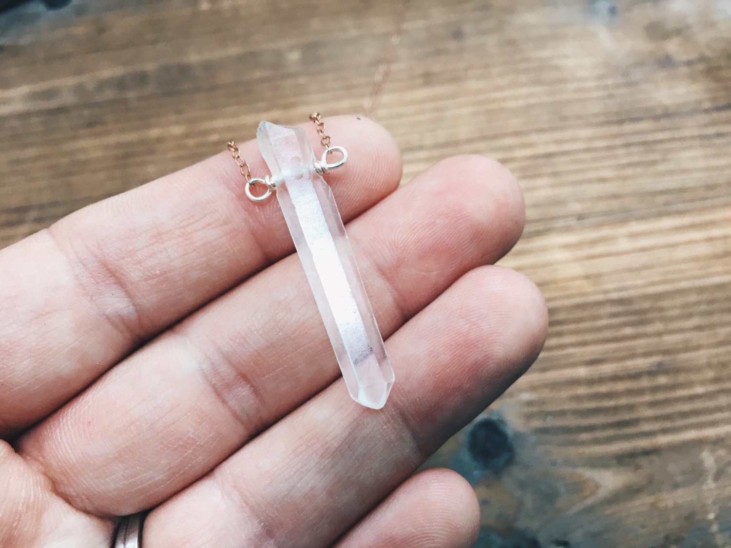 Raw Quartz Necklace // Layering Gemstone Necklace // Gold Chain ...