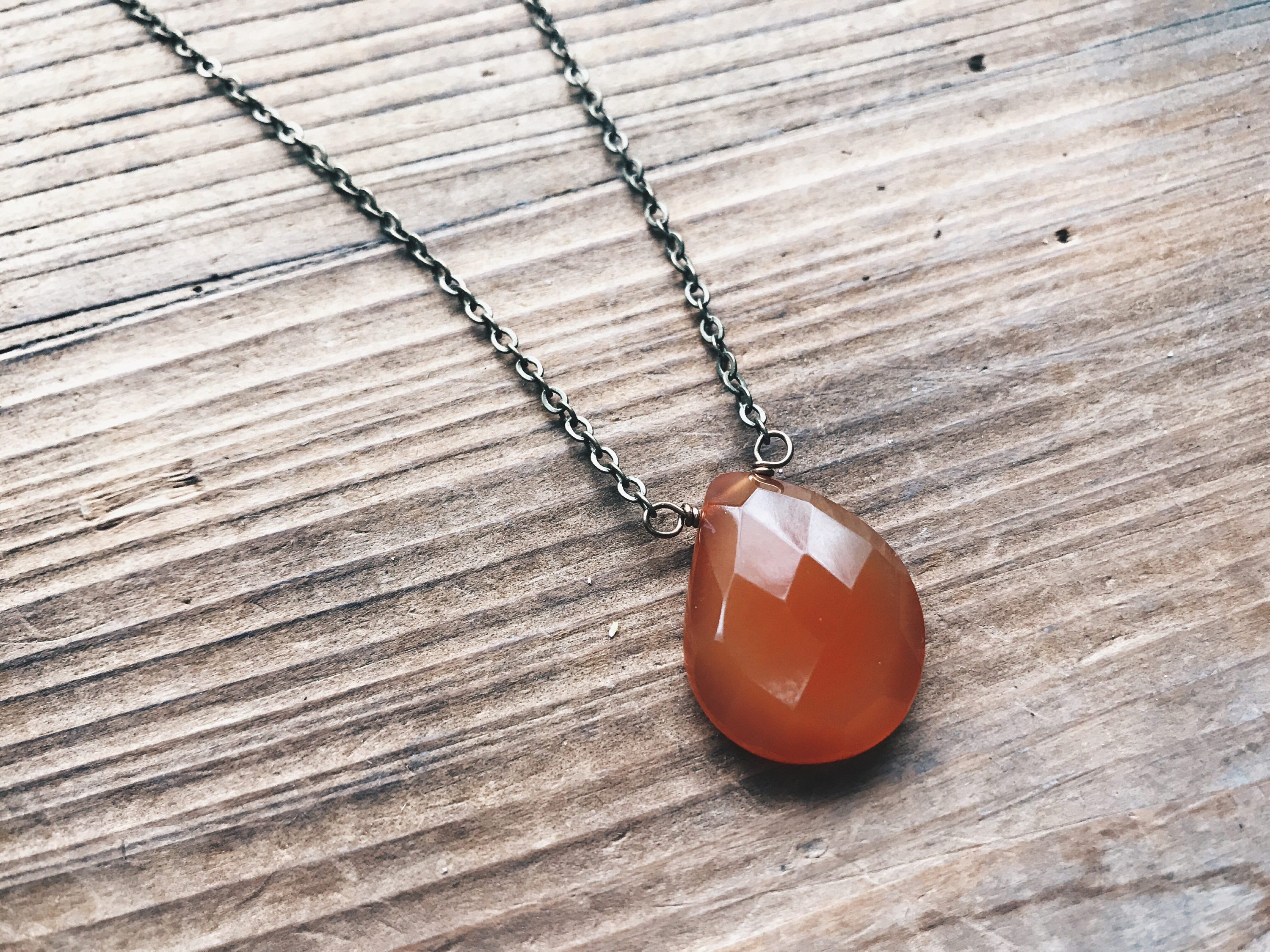 Fire Agate Teardrop Gemstone Necklace Handmade In Indiana One of A Kind ...