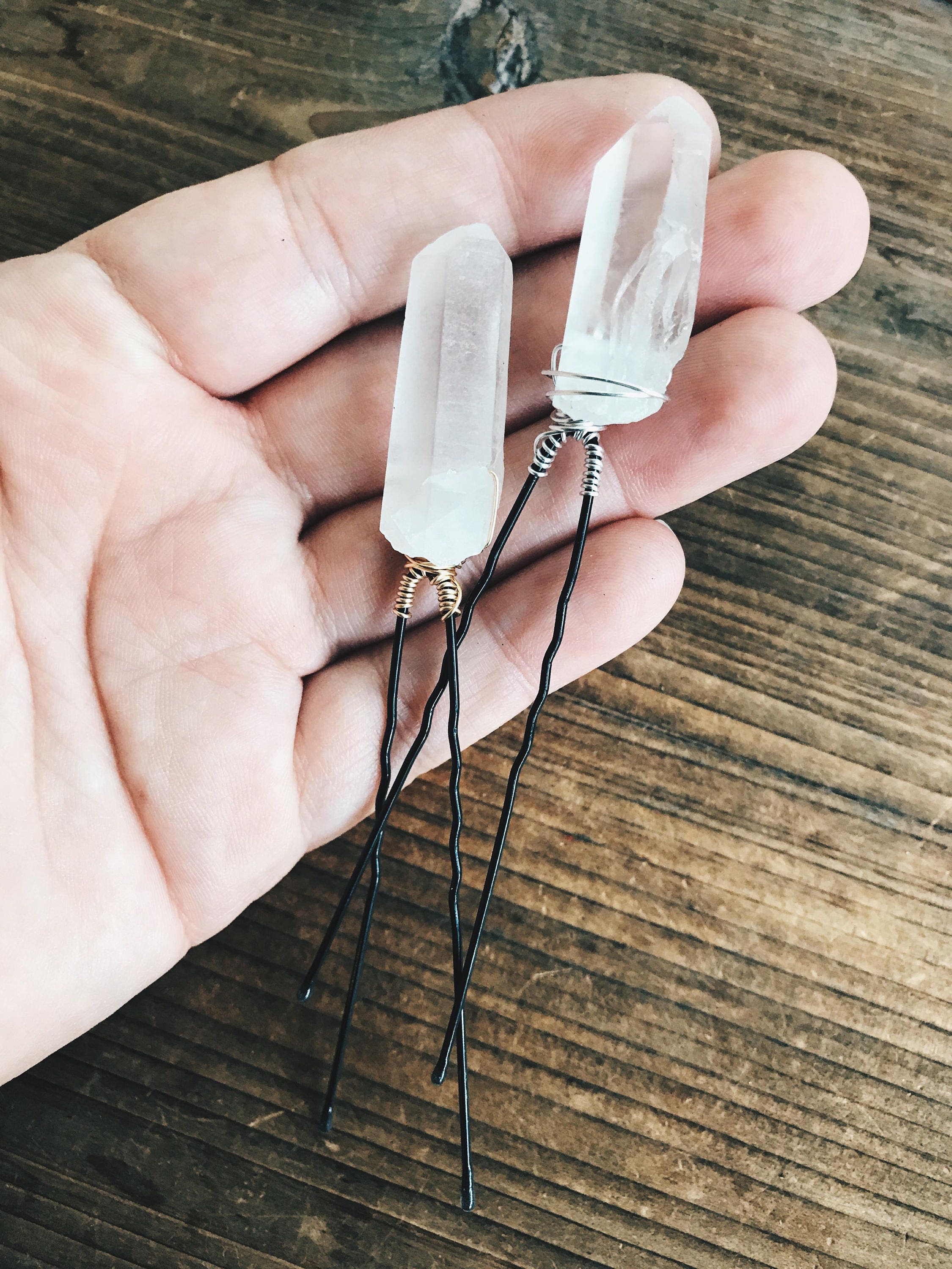Quartz Hairpins // Gemstone Hairpins // Crystal Crown Hairpins ...