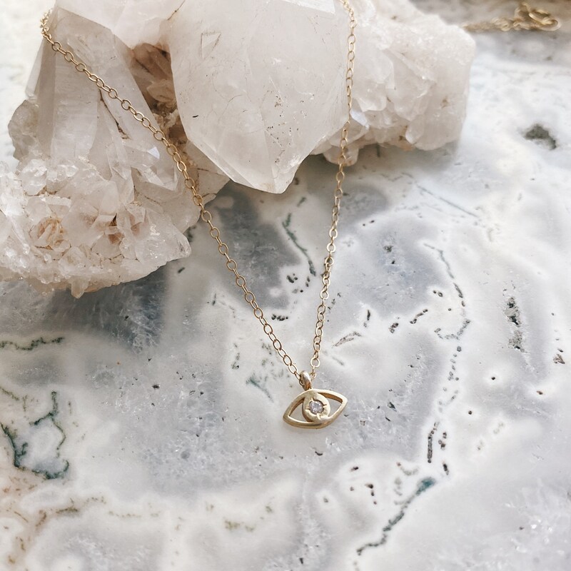 Moon Necklace With Evil Eye - Etsy