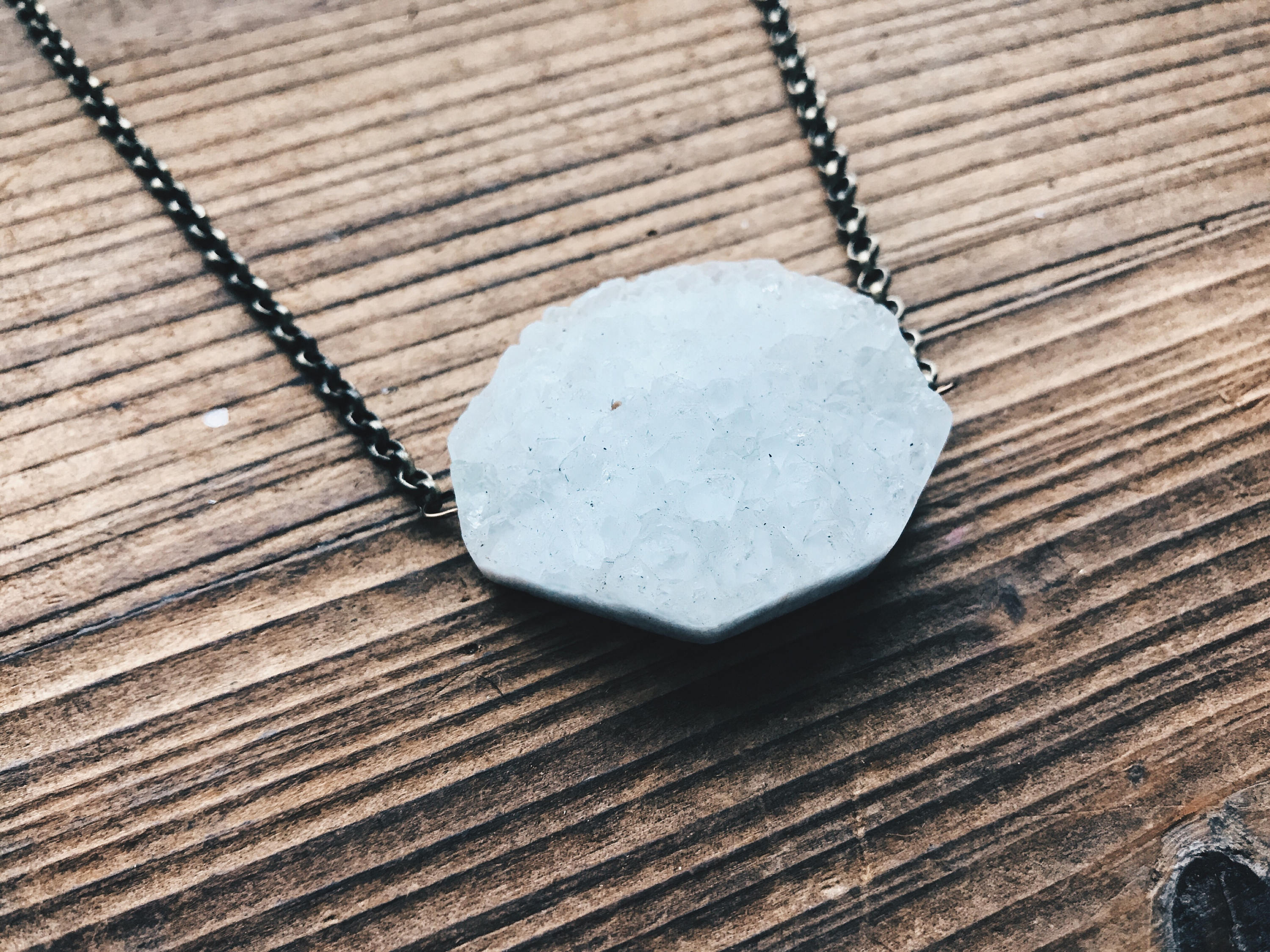 White Drusy Necklace // Raw Quartz Drusy // Druzy Necklace // Statement ...