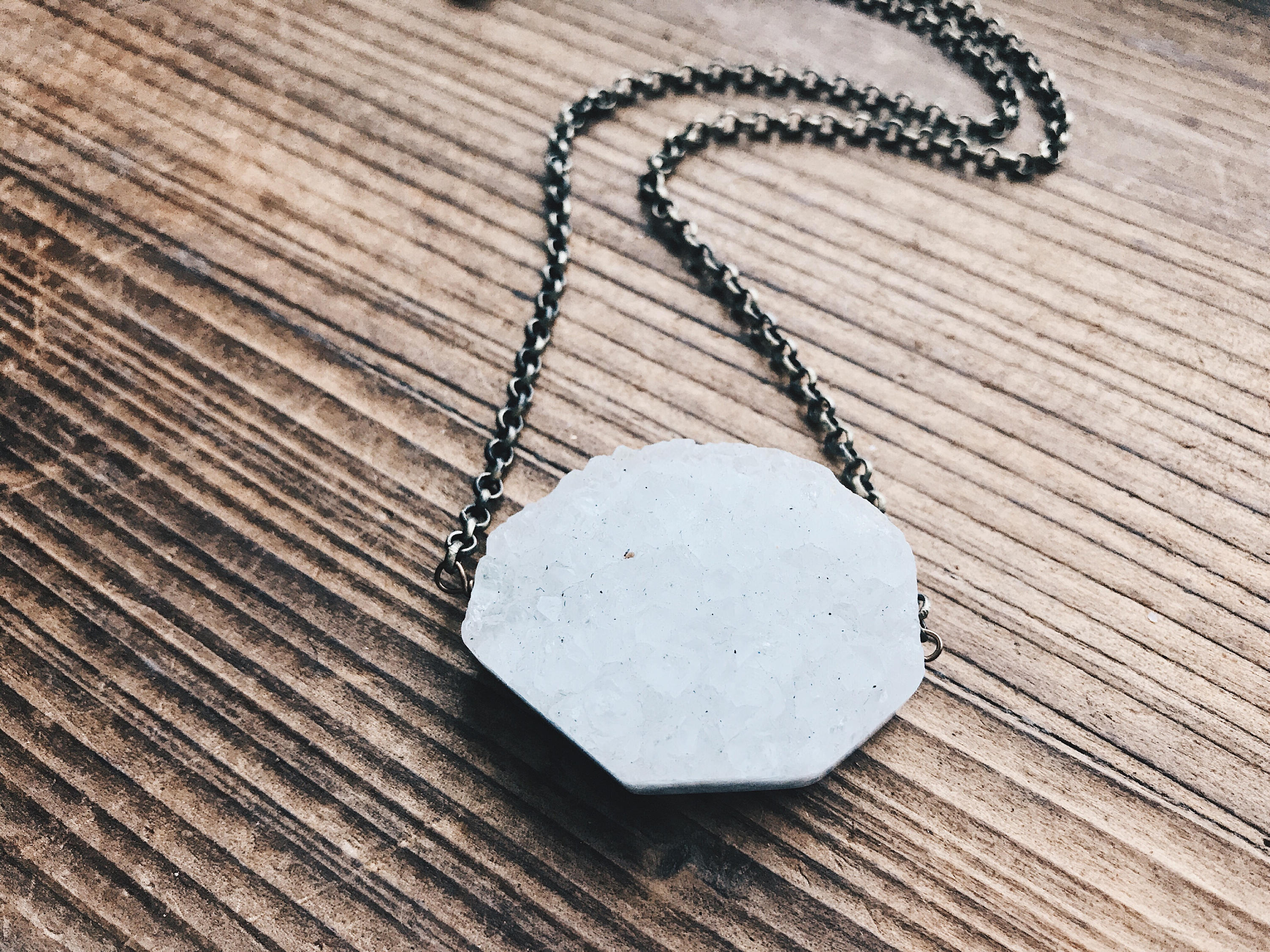 White Drusy Necklace // Raw Quartz Drusy // Druzy Necklace // Statement ...