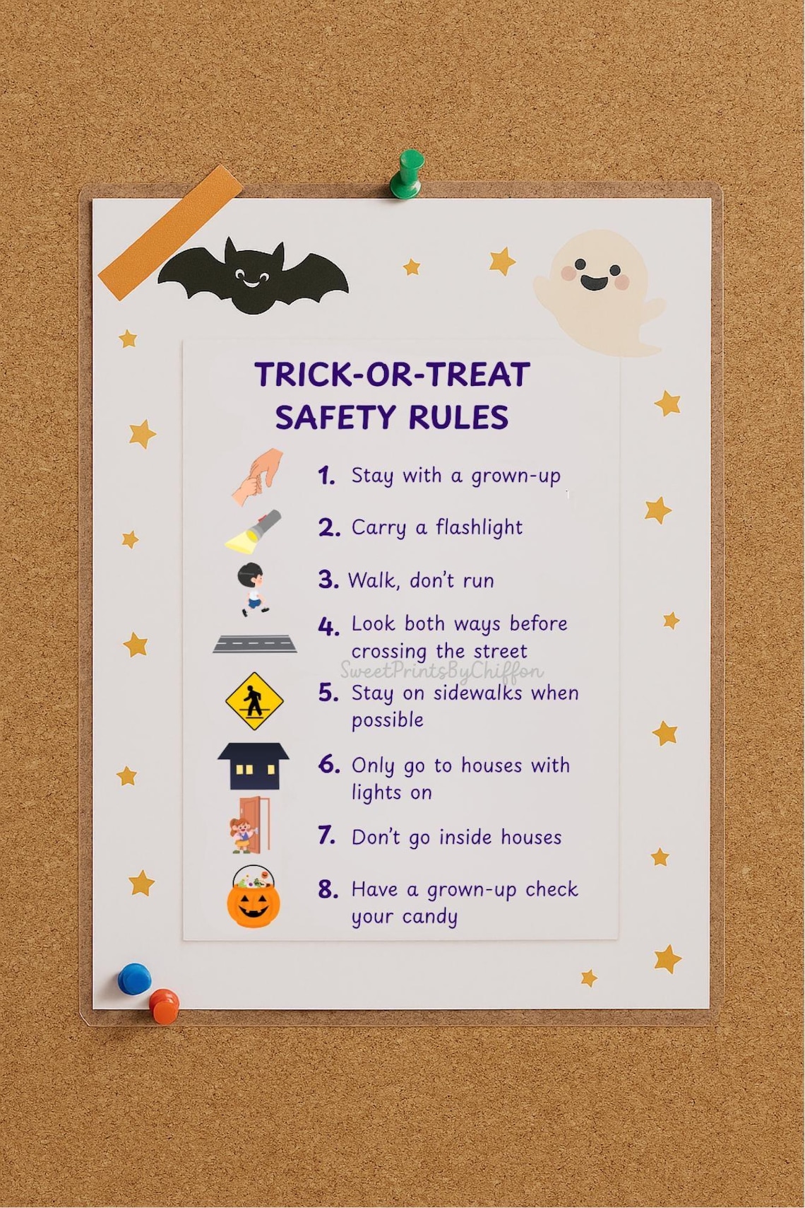 Trick-or-treat Safety Rules Poster: Halloween Visual Guide for Kids ...