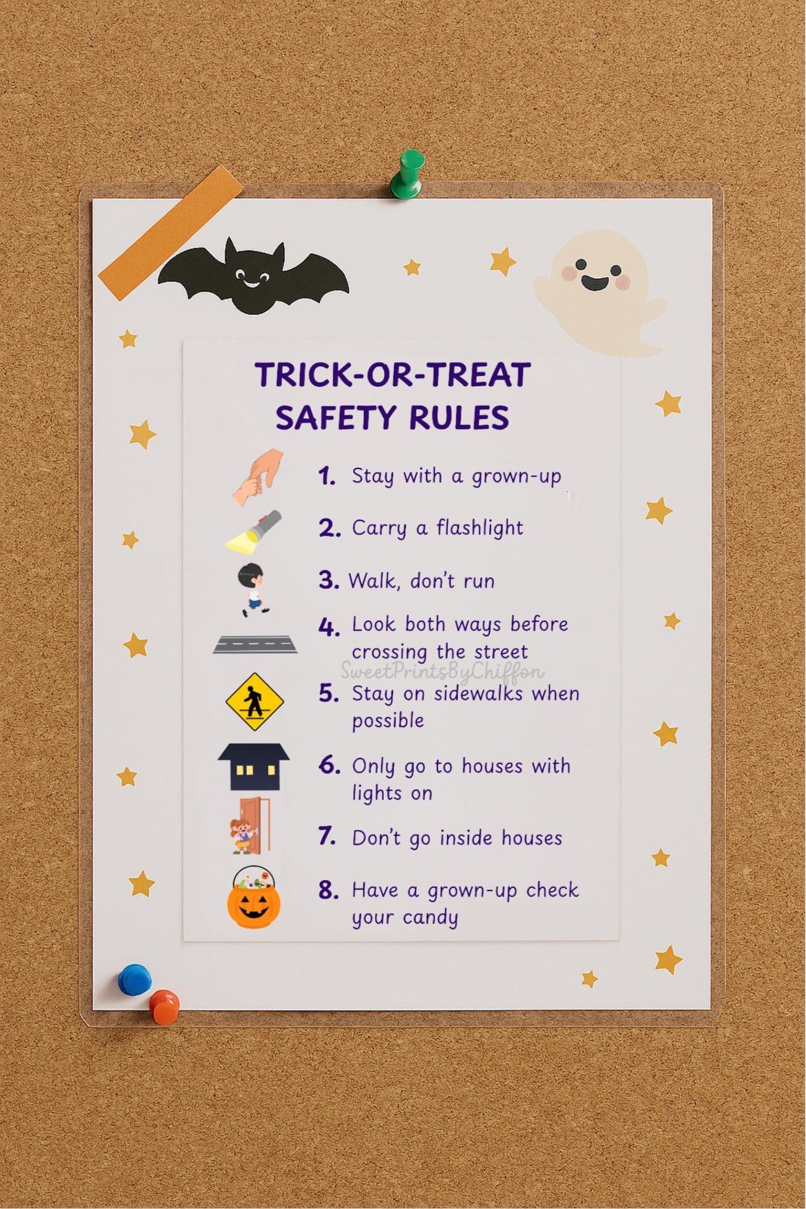 Trick-or-treat Safety Rules Poster: Halloween Visual Guide for Kids ...