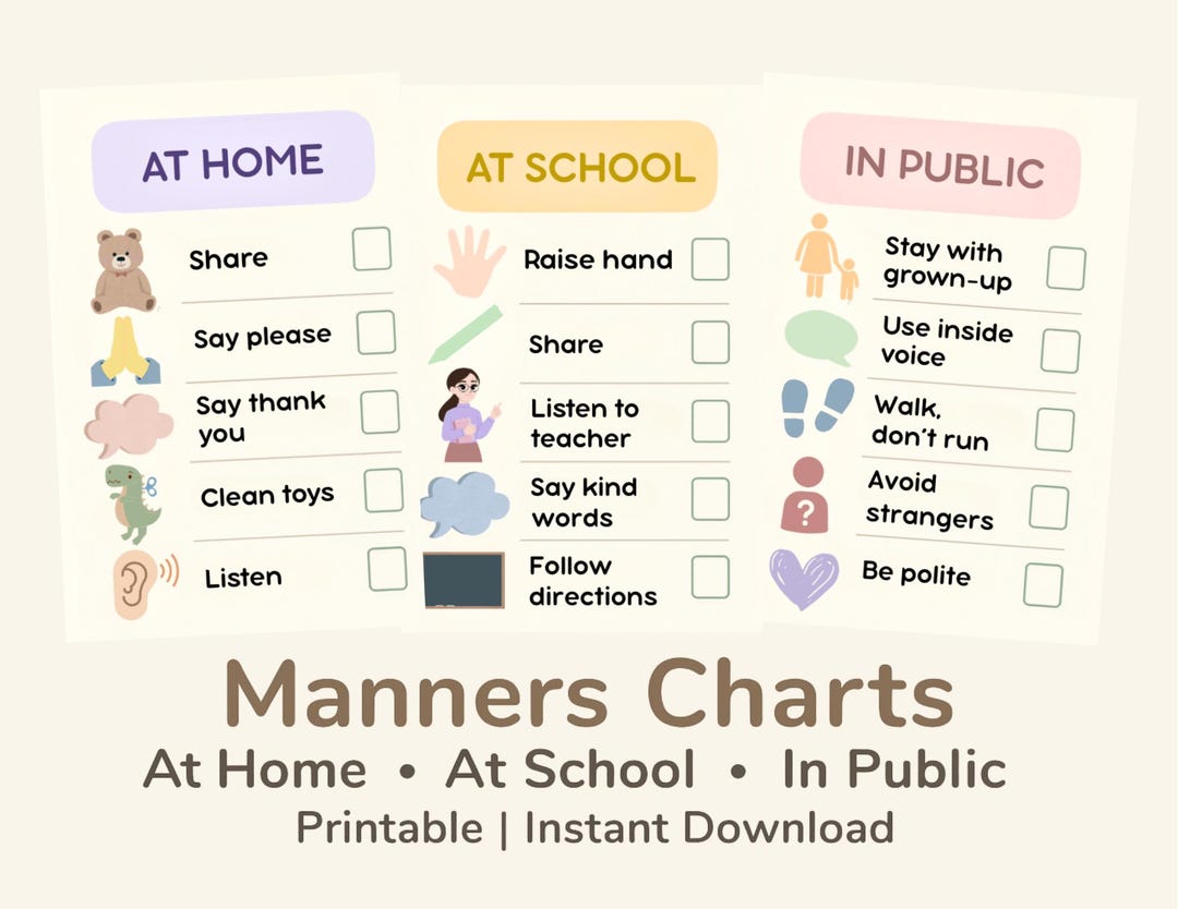 Toddler Manners & Kindness Charts: Social Skills Visual Schedule ...
