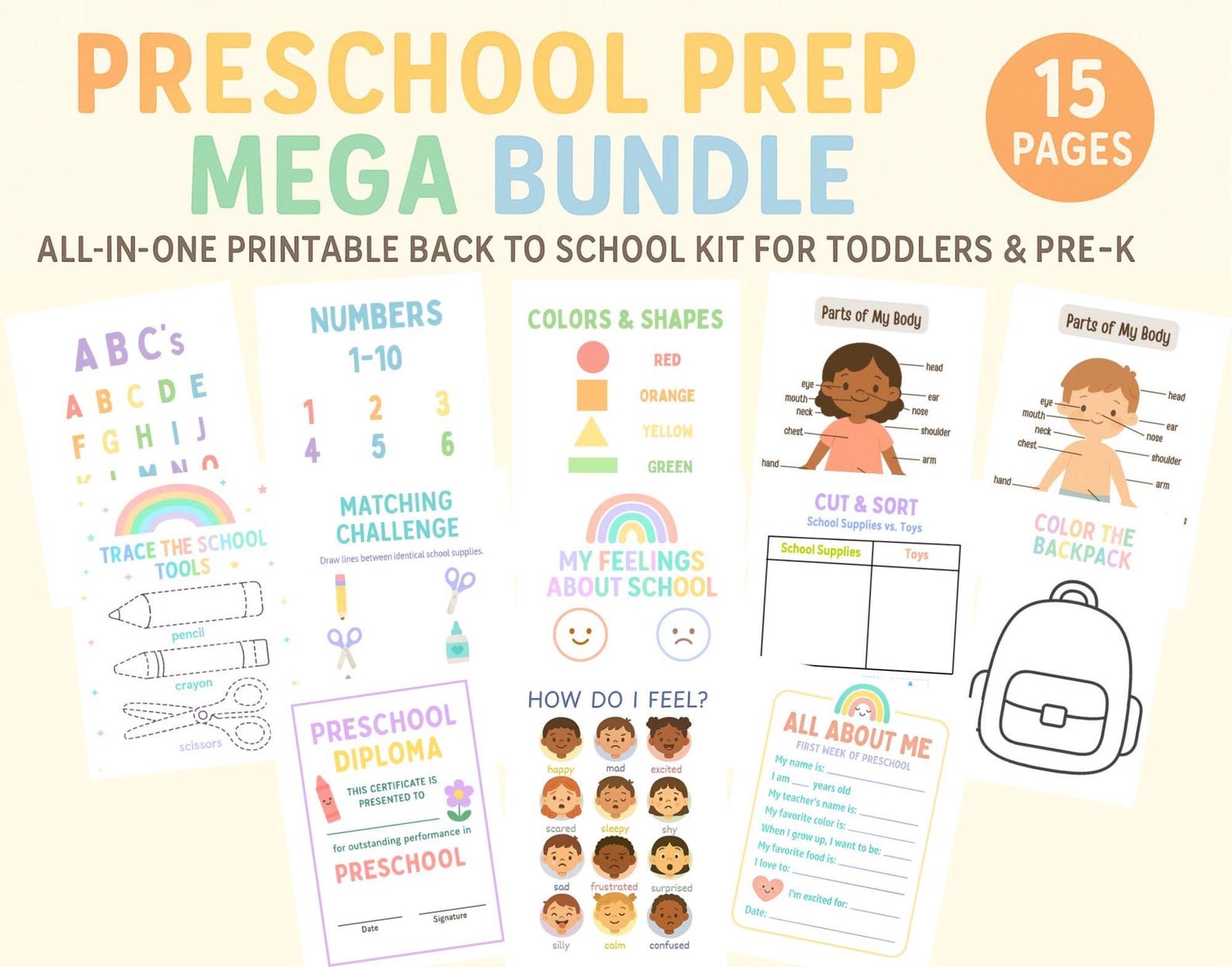 Preschool Prep MEGA Bundle – All-in-one Printable Back to School Kit ...