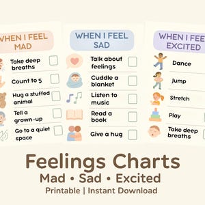 Toddler Emotions & Feelings Charts – Calm Down Corner, SEL Coping ...