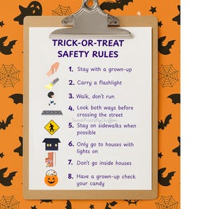 Trick-or-treat Safety Rules Poster: Halloween Visual Guide for Kids ...