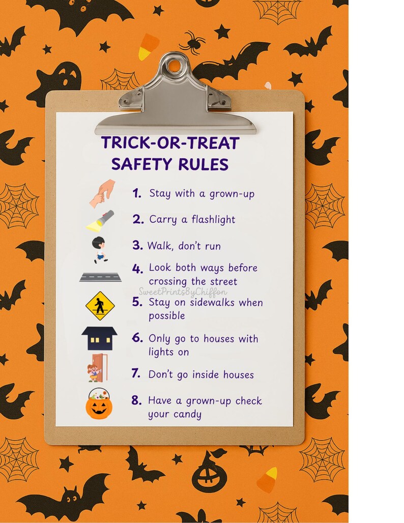 Trick-or-treat Safety Rules Poster: Halloween Visual Guide for Kids ...
