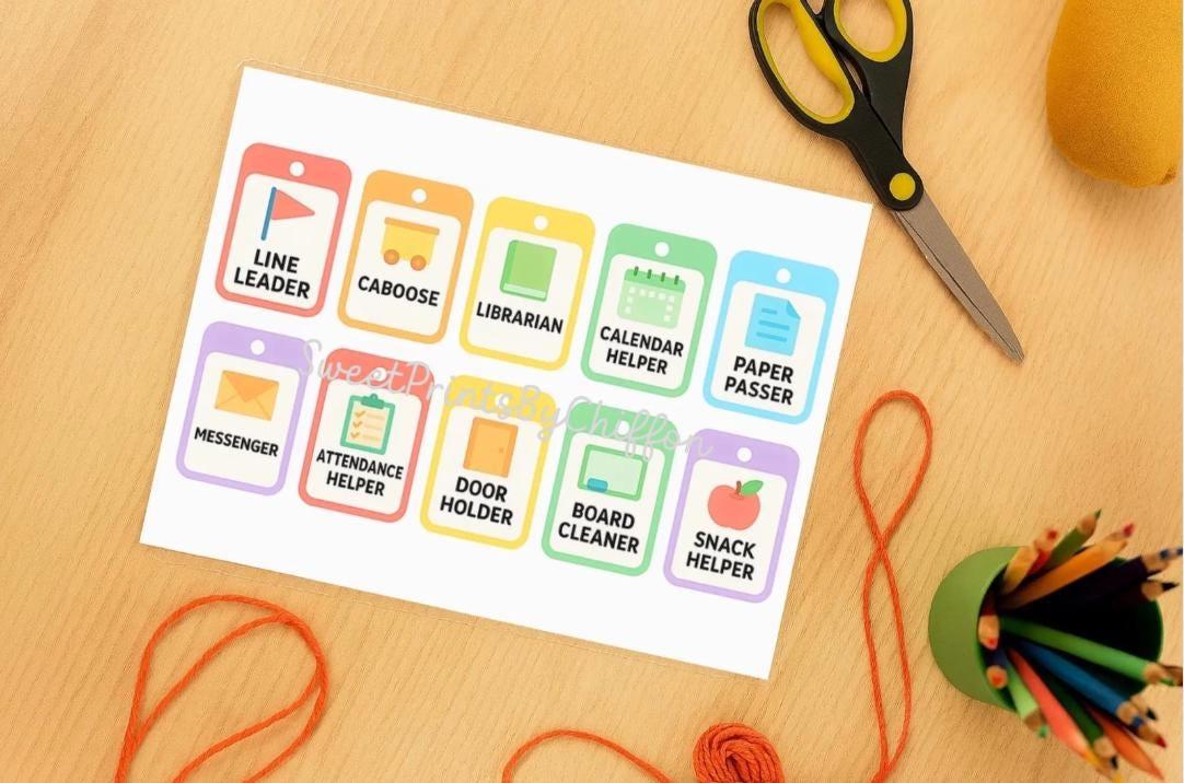 Classroom Helper Necklaces – Printable Job Tags for Preschool ...