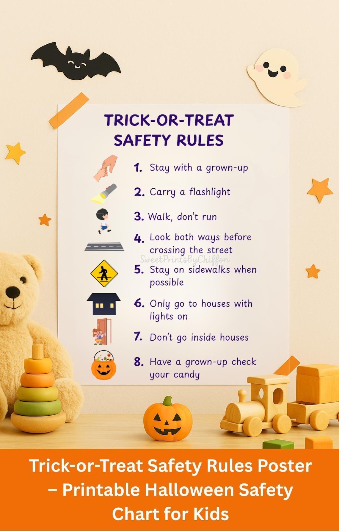 Trick-or-treat Safety Rules Poster: Halloween Visual Guide for Kids ...