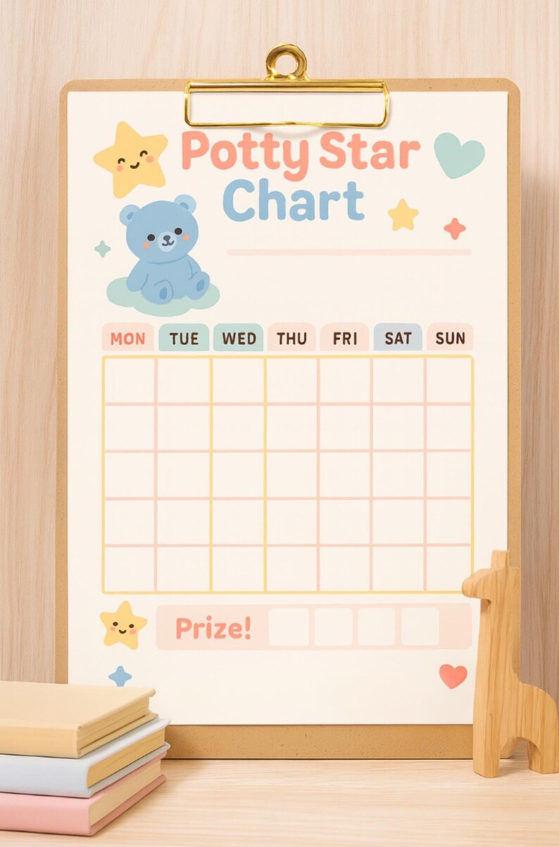 Potty Star Chart for Toddlers – Printable Potty Training Sticker Chart ...