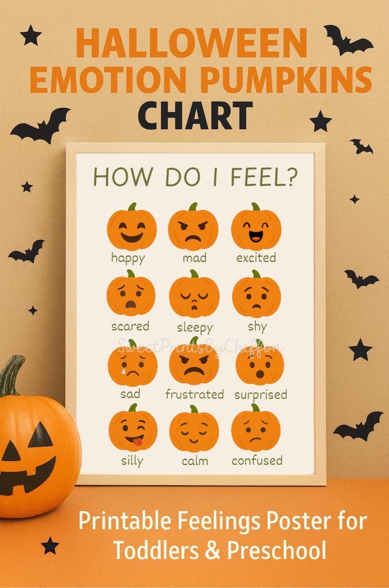 Halloween Emotion Pumpkins Chart: Feelings Poster for Toddlers (PDF ...
