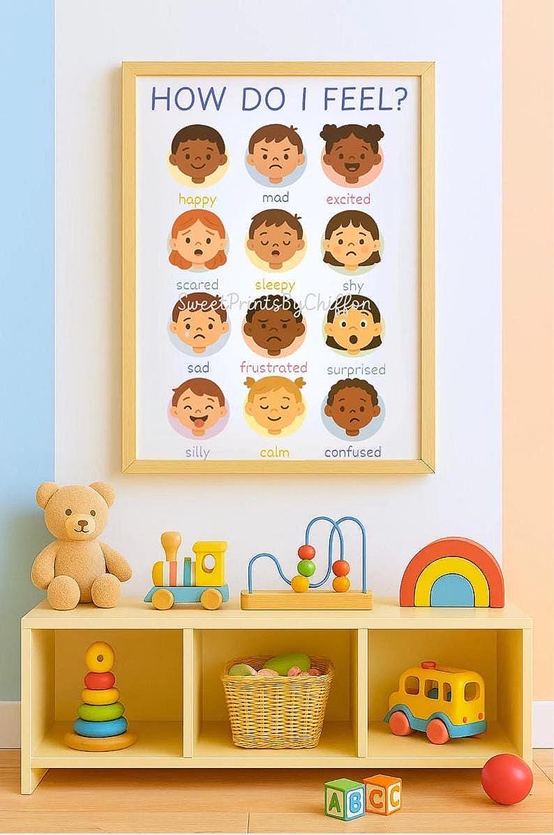 Toddler & Preschool Emotion Faces Chart – Printable Feelings Poster for ...