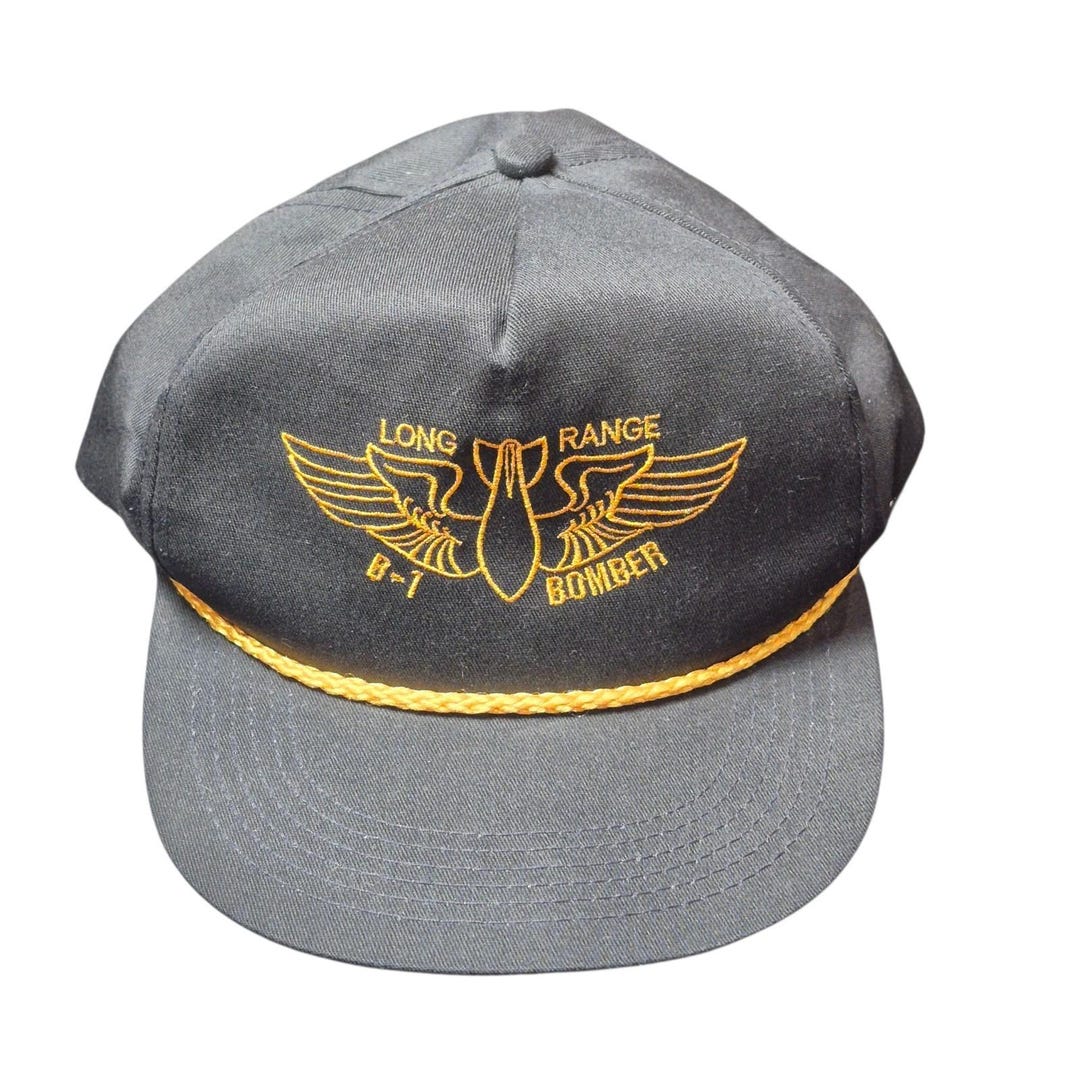 VTG Made in USA Long Range B-1 Bomber Embroidered Tuck Strap Buckle Hat ...