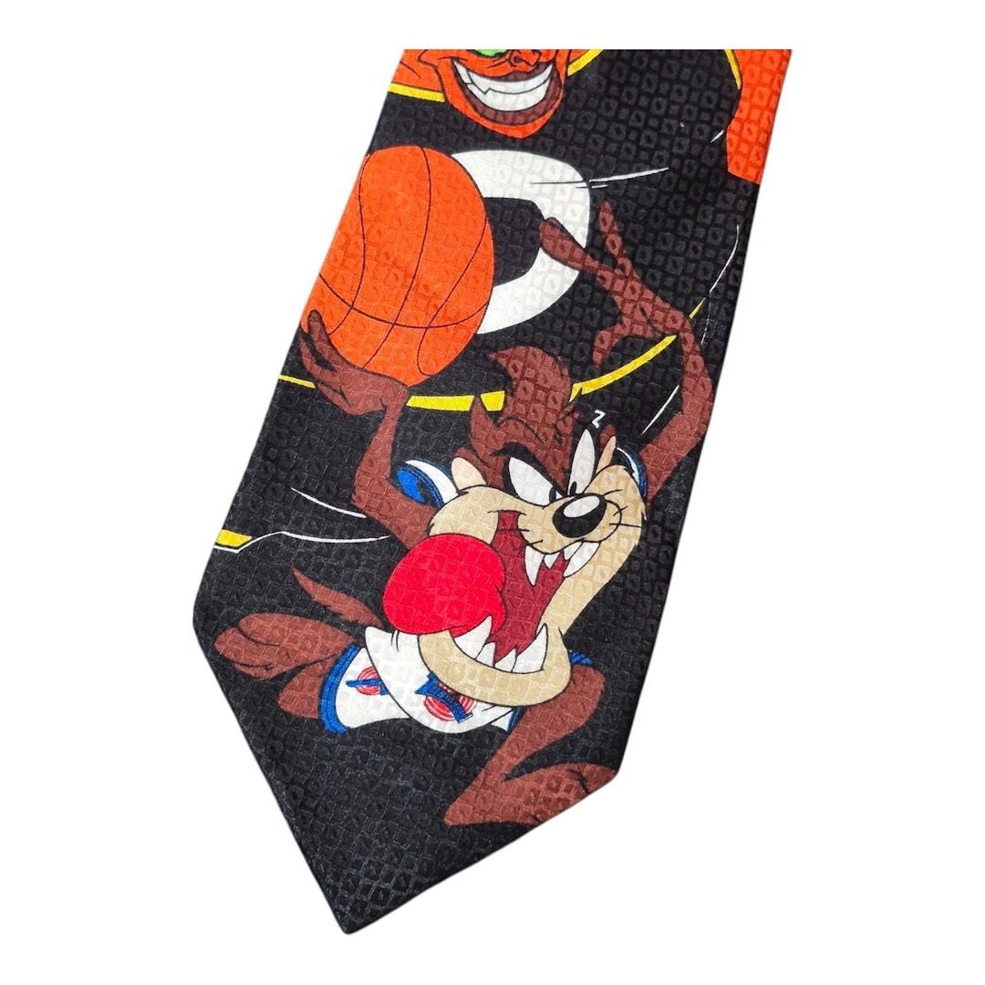 VTG Space Jam Movie Tie Silk 1996 Looney Tunes Taz & Aliens Basketball ...
