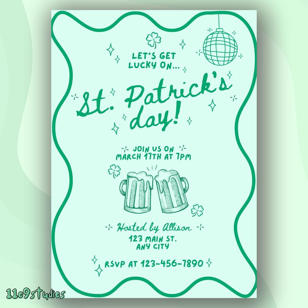 St. Patrick's Day Invitation Template, Editable St. Patricks Party ...