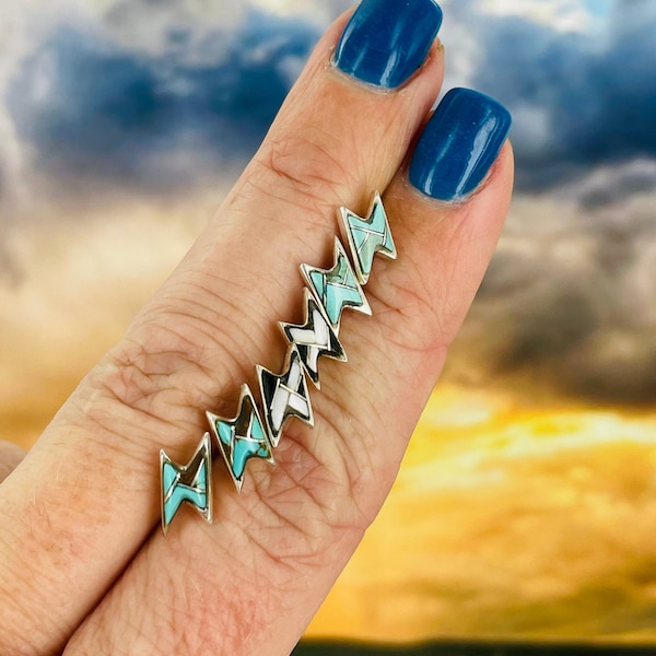 Small Turquoise Lightning Bolt Earrings - Etsy