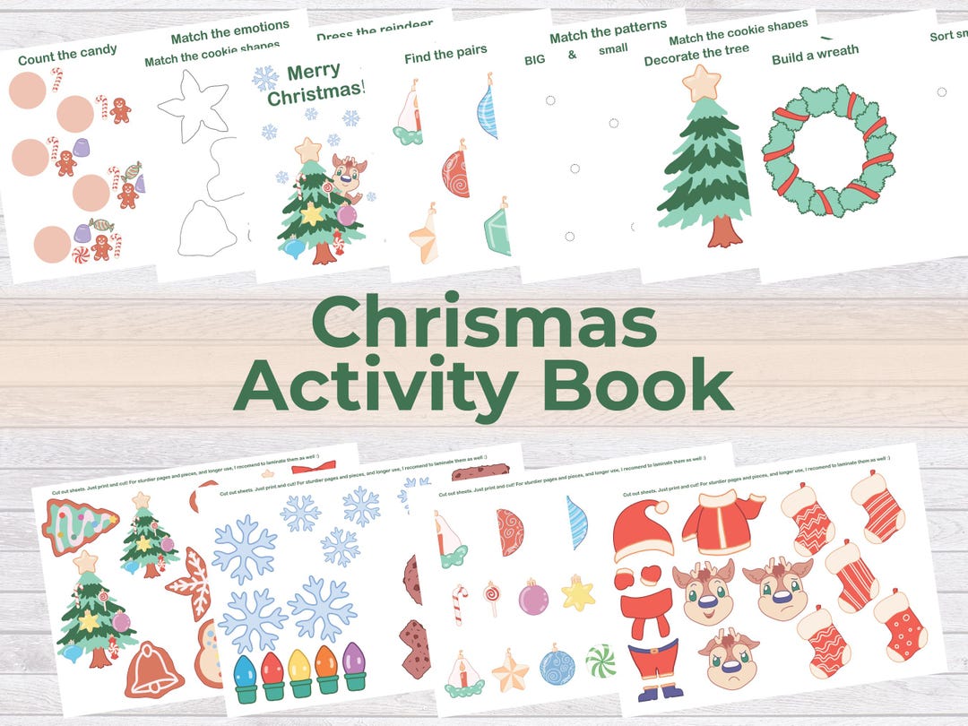 Printable Christmas Busy Book, Digital Toddler Activity Pages, A4 and ...