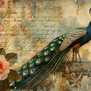 Large Decoupage Rice Paper Unique Peacock Rice Papers Furniture Decor ...