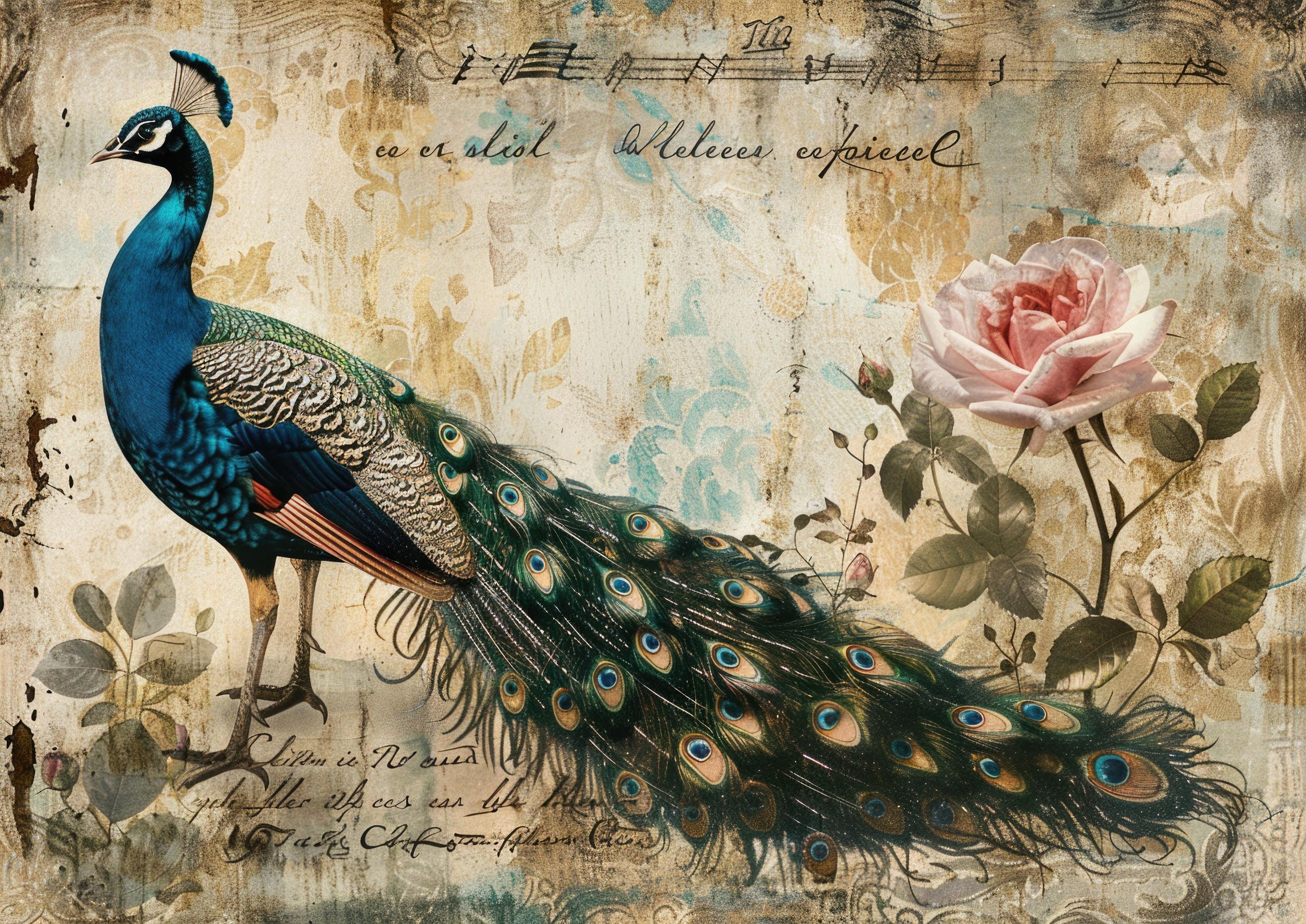 Large Decoupage Rice Paper Unique Peacock Rice Papers Furniture Decor ...