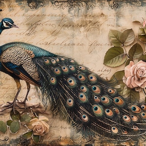Large Decoupage Rice Paper Unique Peacock Rice Papers Furniture Decor ...