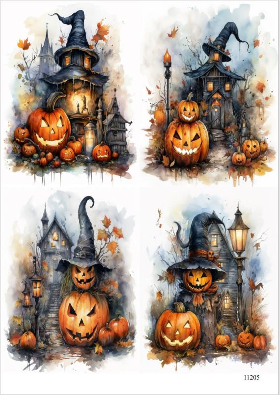 Unique Rice Paper Design for Decoupage With a Halloween Theme in ...