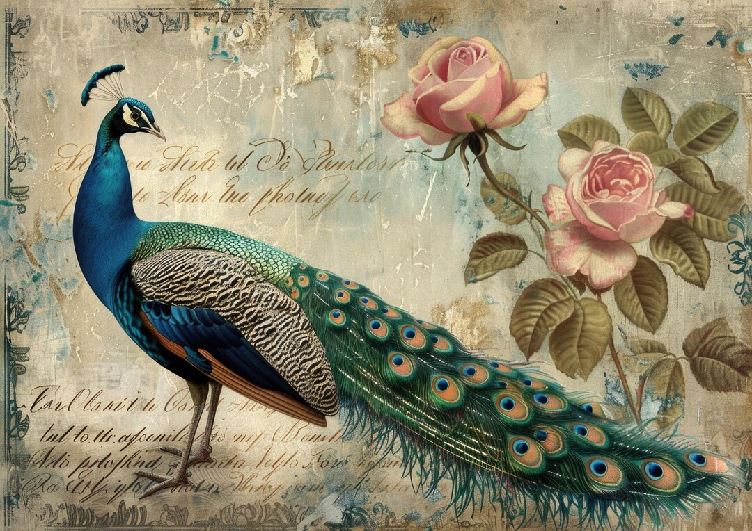 Large Decoupage Rice Paper Unique Peacock Rice Papers Furniture Decor ...