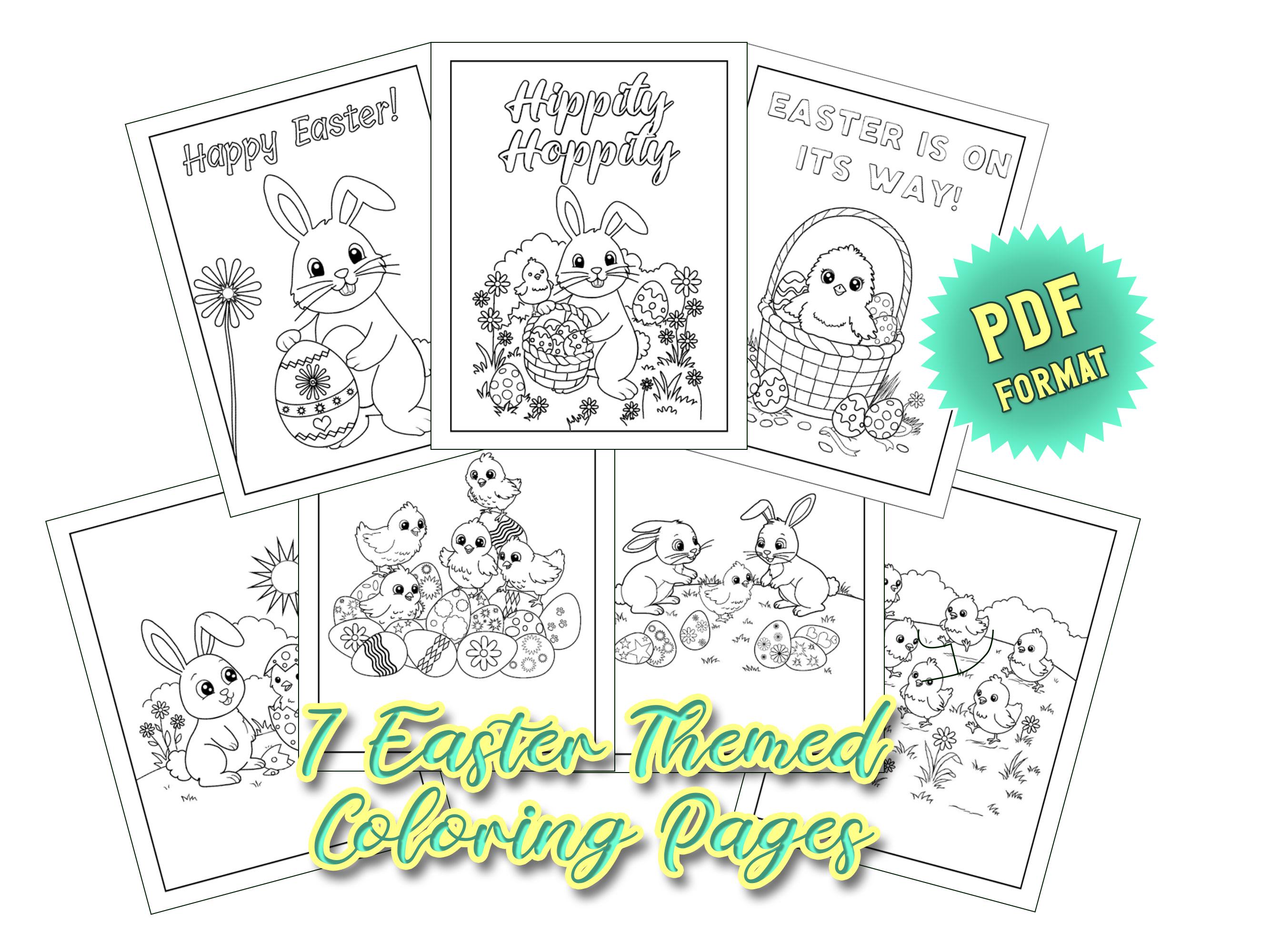 7 Printable Easter Coloring Pages - Cute & Fun - Etsy