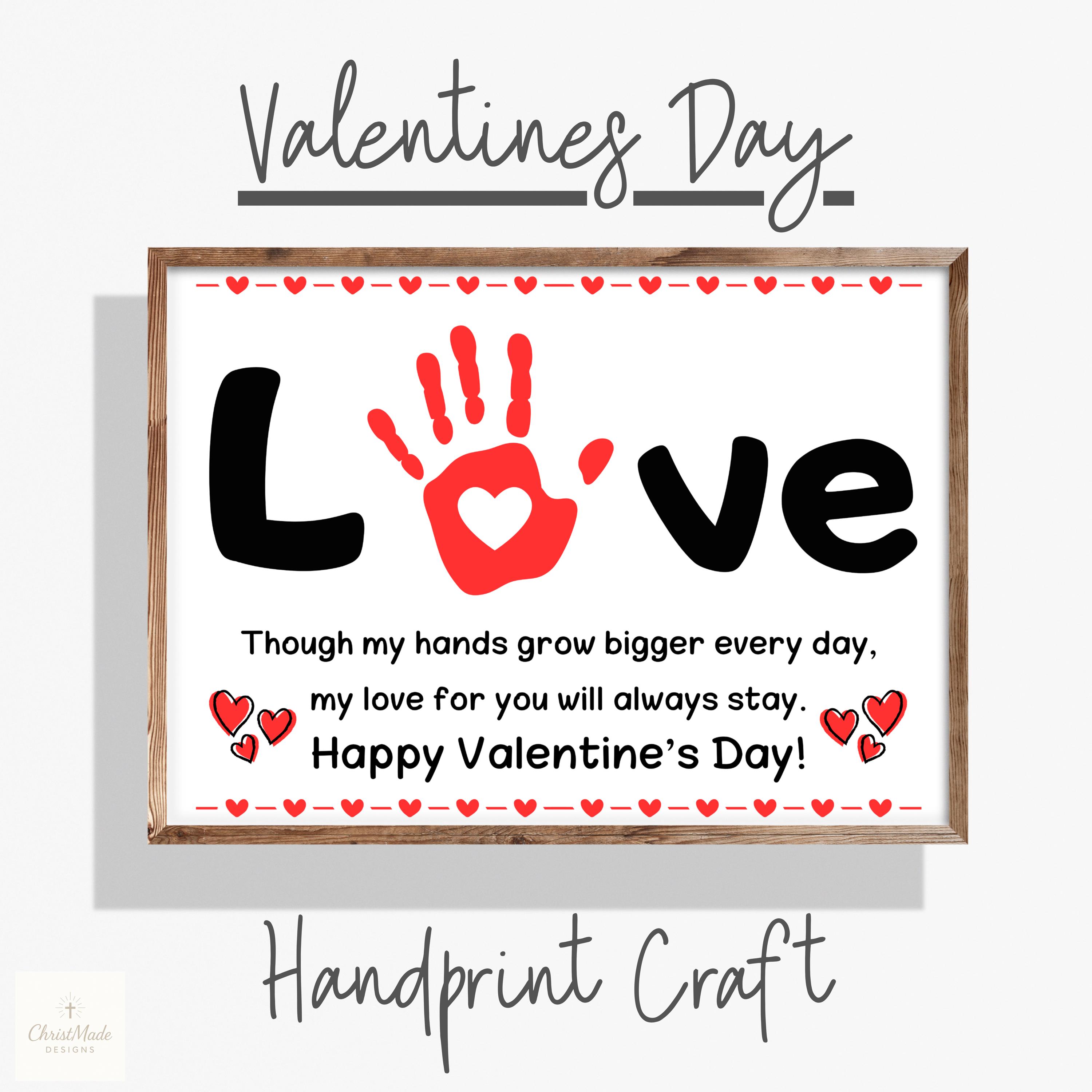 Valentine’s Day Handprint Craft Printable | Preschool Valentine Gift ...