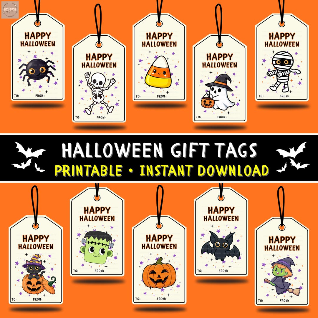 Halloween Gift Tags | Trick or Treat Favor Labels (PDF Download - Etsy