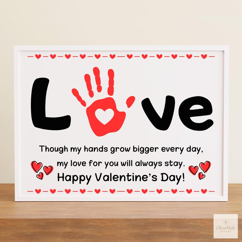 Valentine’s Day Handprint Craft Printable | Preschool Valentine Gift ...