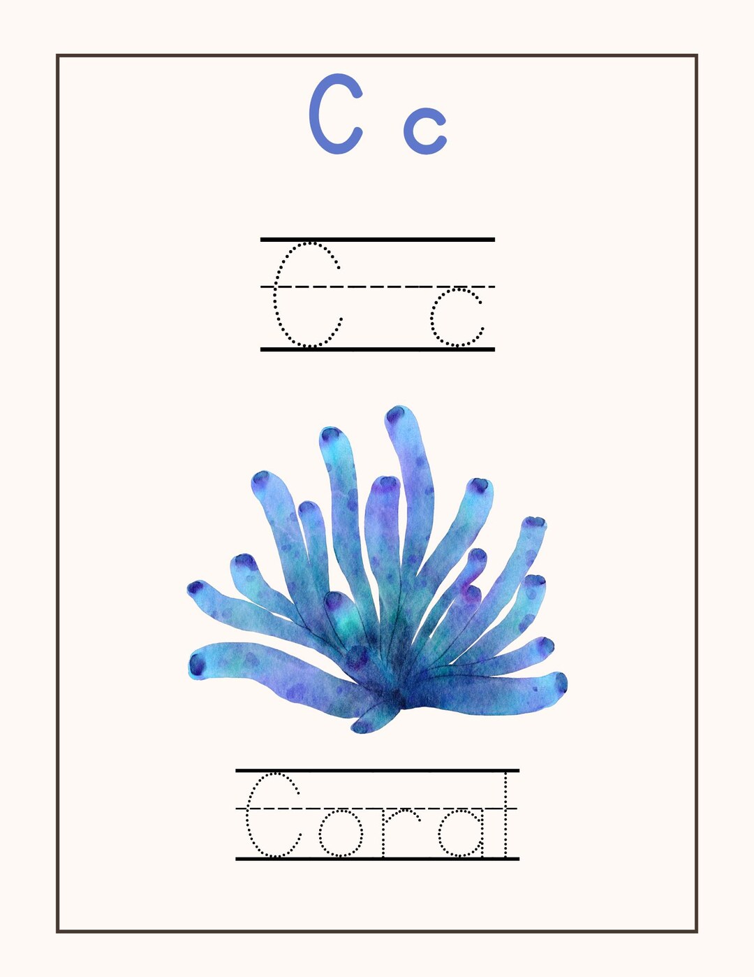 Ocean Themed Letter Tracing Sheets - Etsy