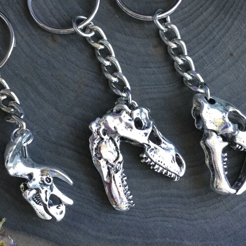 Dinosaur Skull Keychain T-rex Triceratops Sabre Tooth | Etsy