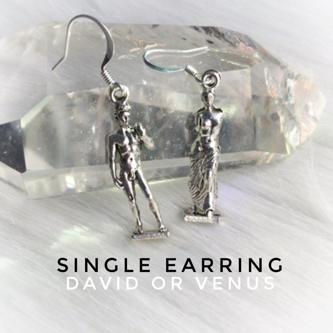 Venus De Milo and David Statue Art SINGLE EARRING in Silver Pewter or ...