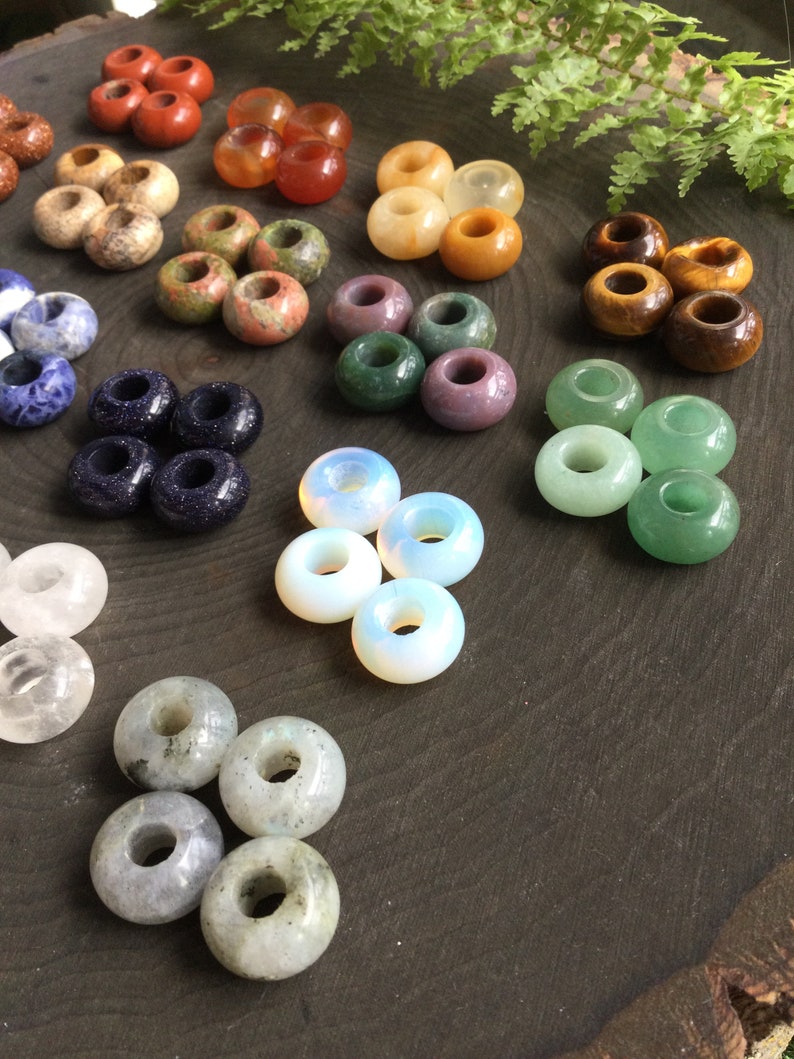 Gemstone Hair Beads Loc Beads Dreadbeads Set 4 Pcs You - Etsy