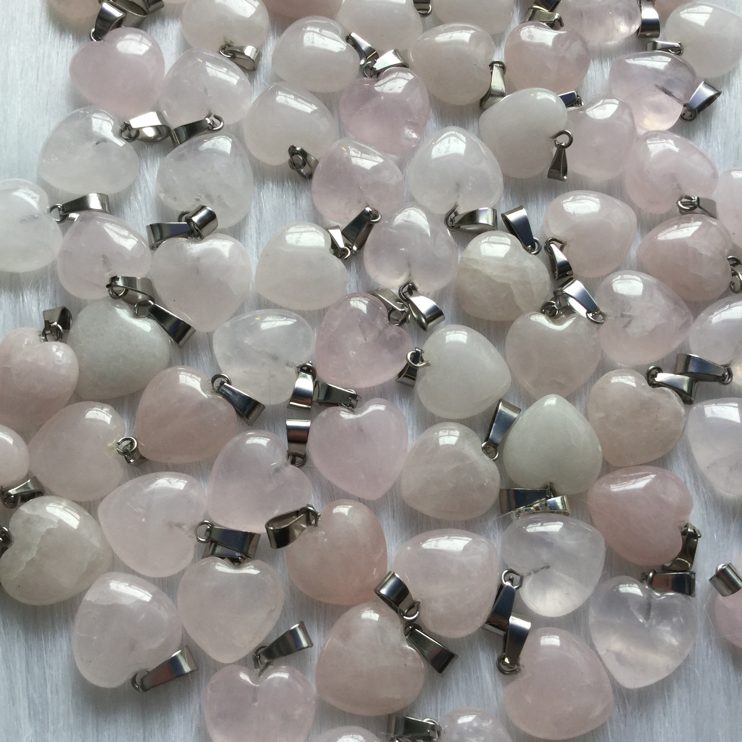 Pale Rose Quartz Heart Necklace - Etsy